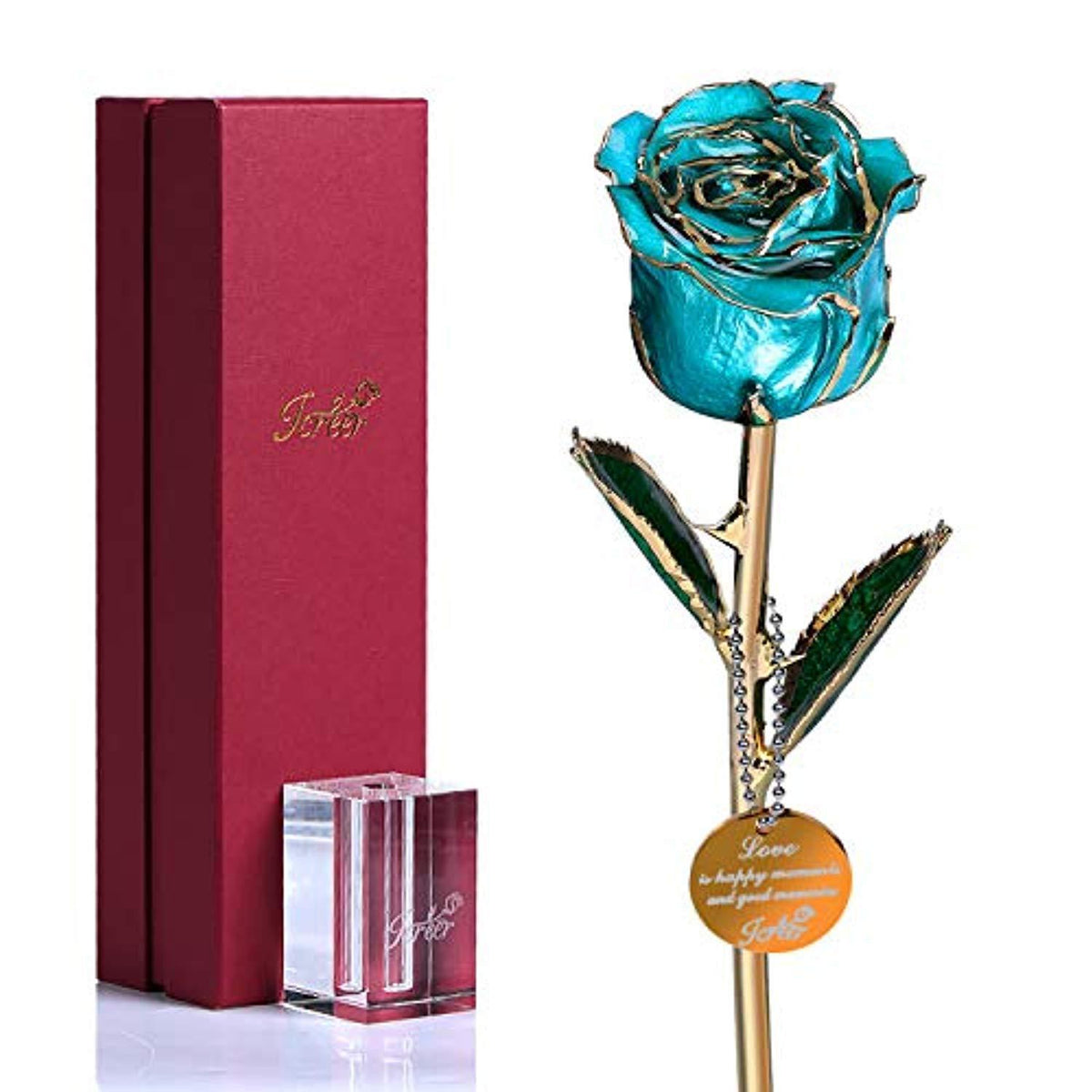 Icreer 24k Gold Dipped Real Rose with Crystal Stand,Present for Mother ...