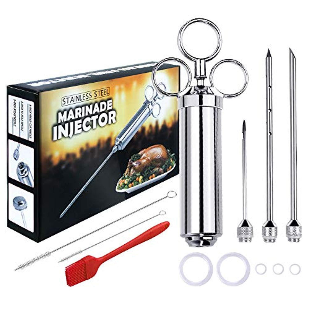 Upgraded Meat Injector Kit, Premium Medical Grade Stainless Steel Meat ...
