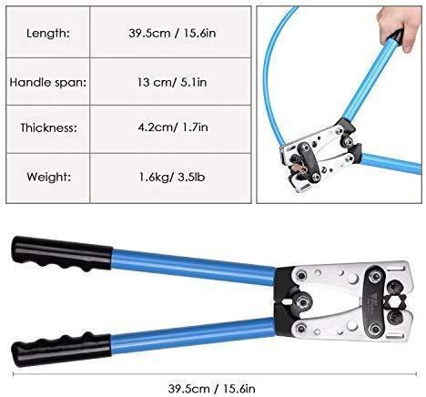 amzdeal Wire Crimper Battery Cable Crimping Tool for 0, 2, 4, 6, 8, 10 ...