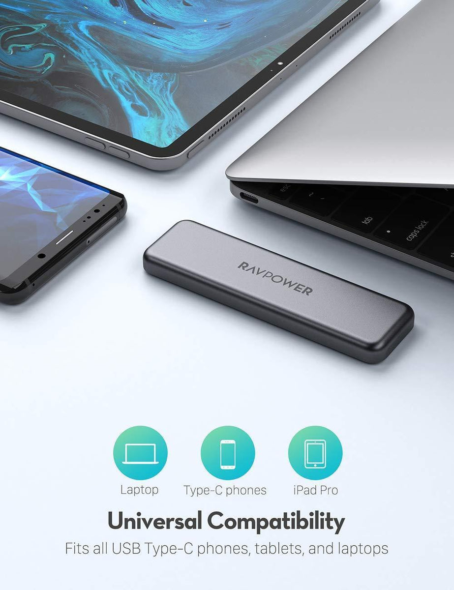 RAVPower Mini External SSD Hard Drive 1TB Portable SSD USB-C Solid Sta ...